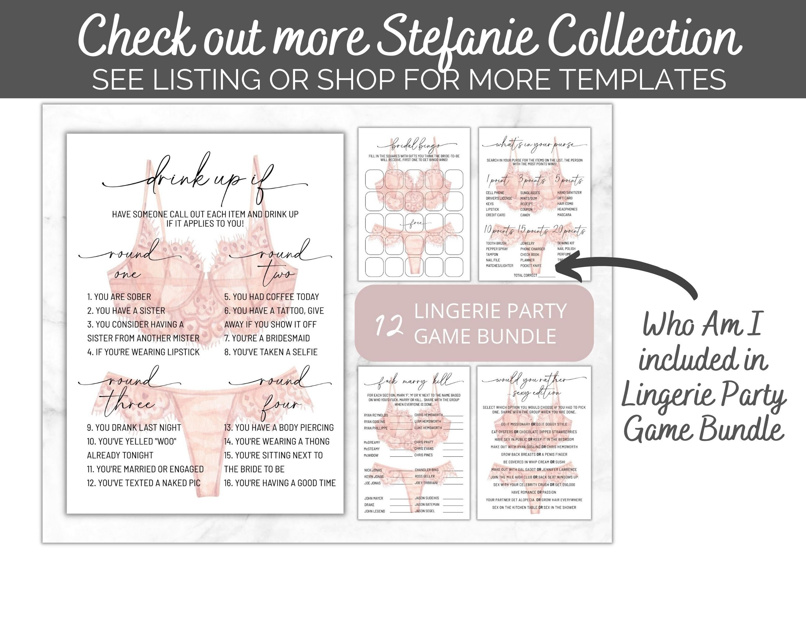 Lingerie Party Games, Who Am I Game Sign With Memory Card, Lingerie ...