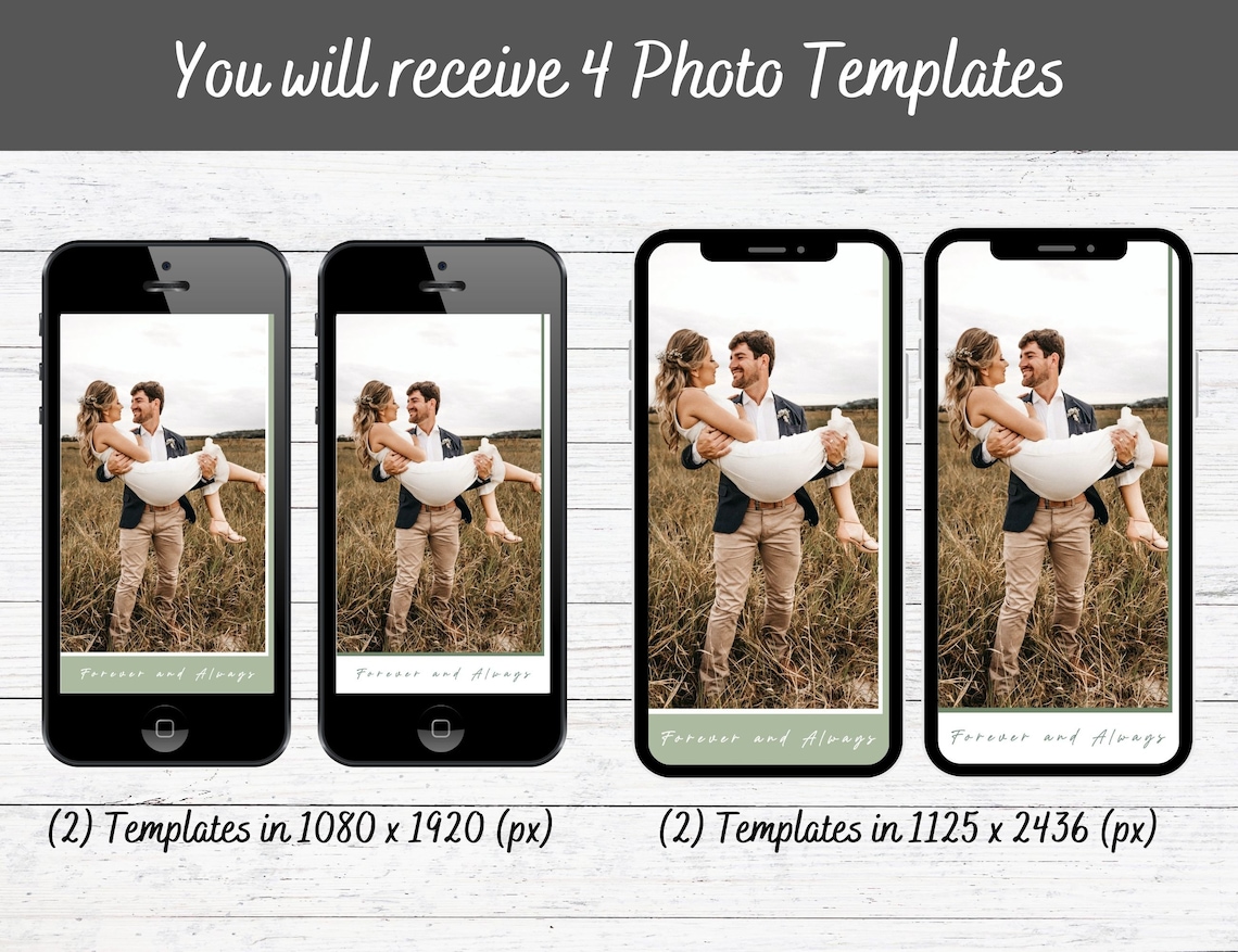 Sage Green Mobile Wedding Evite Photo Template, Modern Boho Smartphone ...