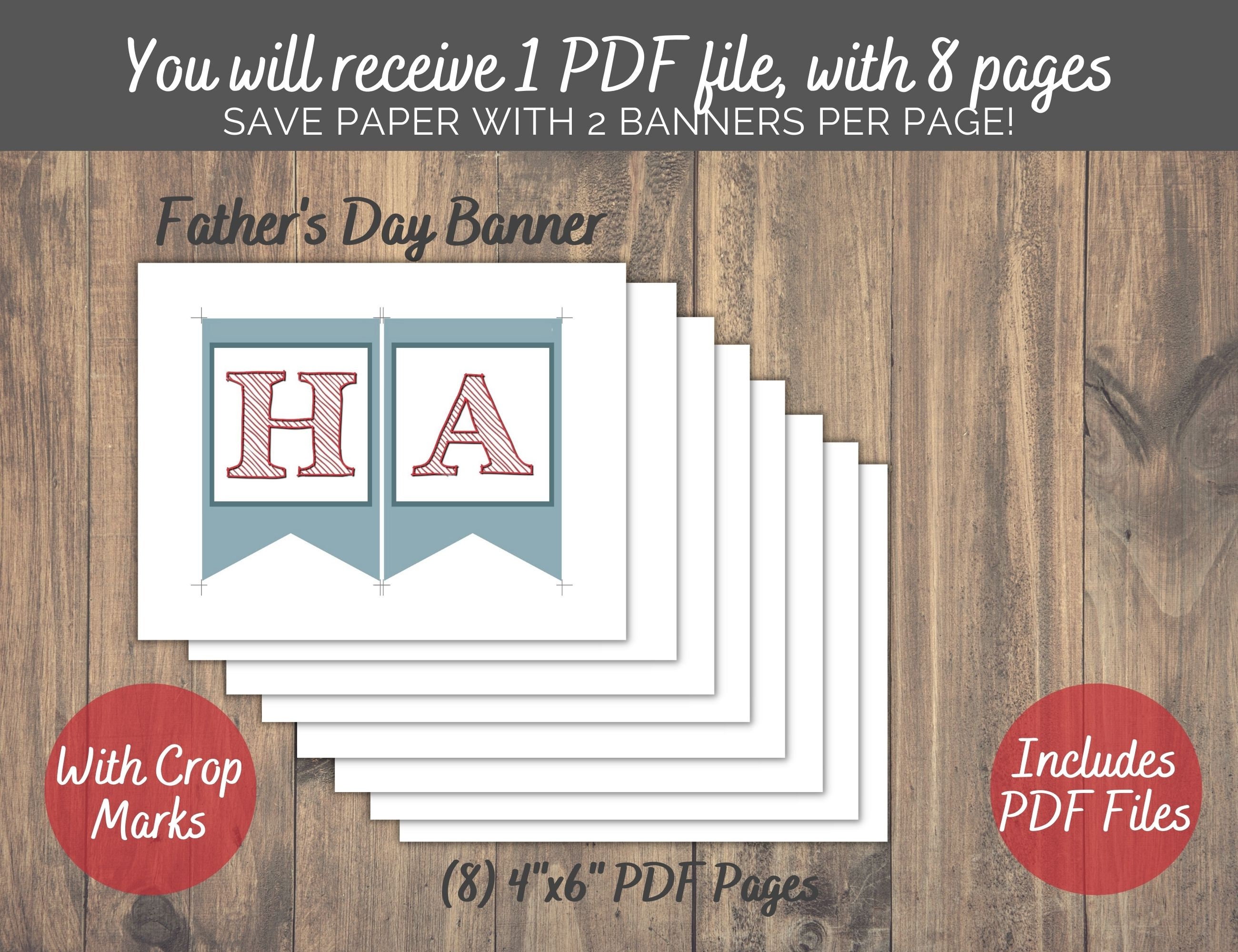 Banner Father's Day, Decorate for Dad + Grandpa, DIY Banner Printable ...