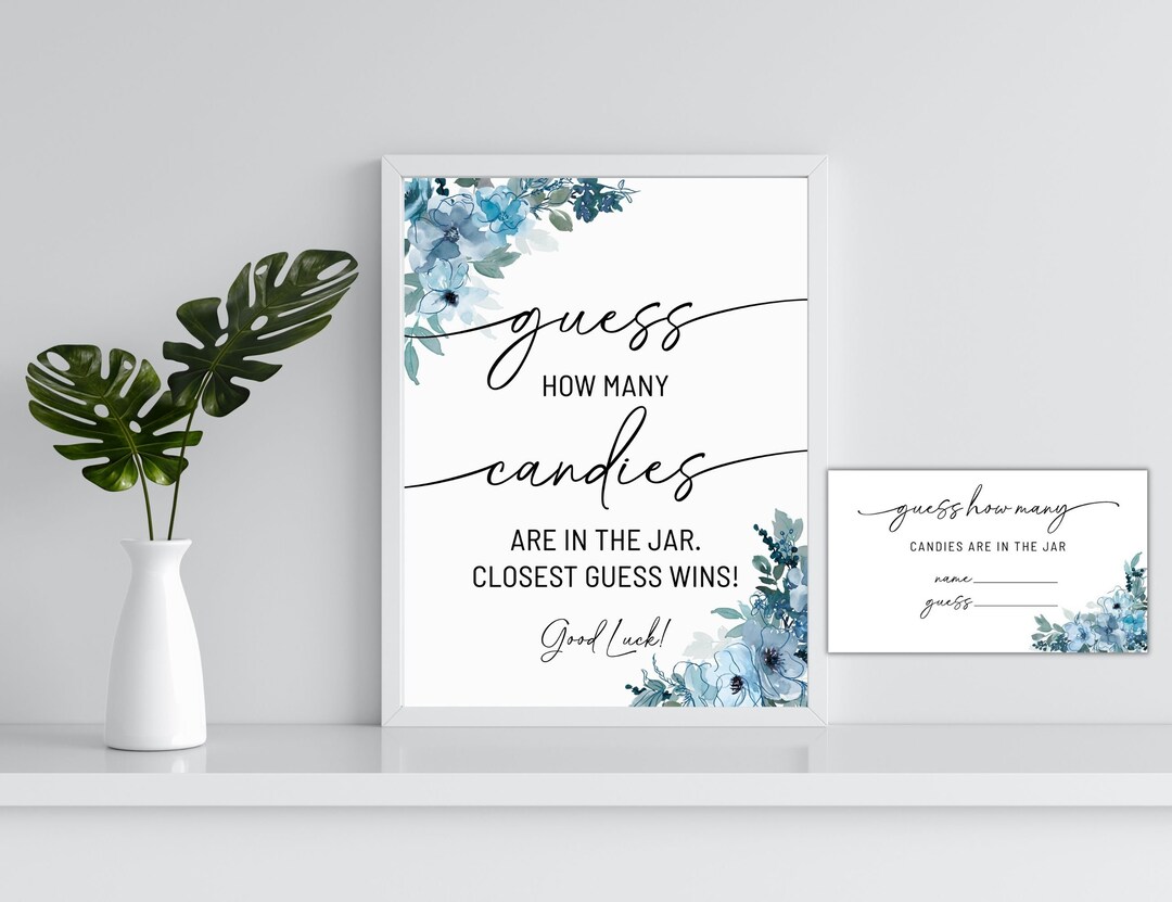 Guess How Many Candies Sign Printable With Bridal Shower Games Guessing ...