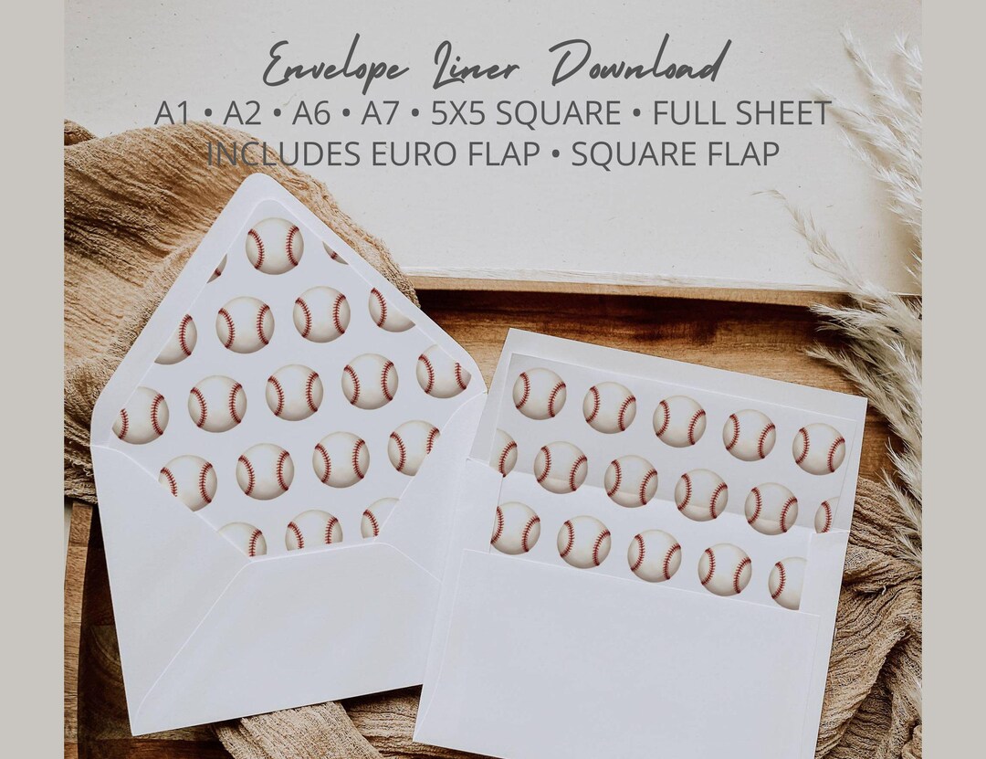 Baseball Envelope Liner Templates in A7 A6 A2 A1 for Birth Announcement ...
