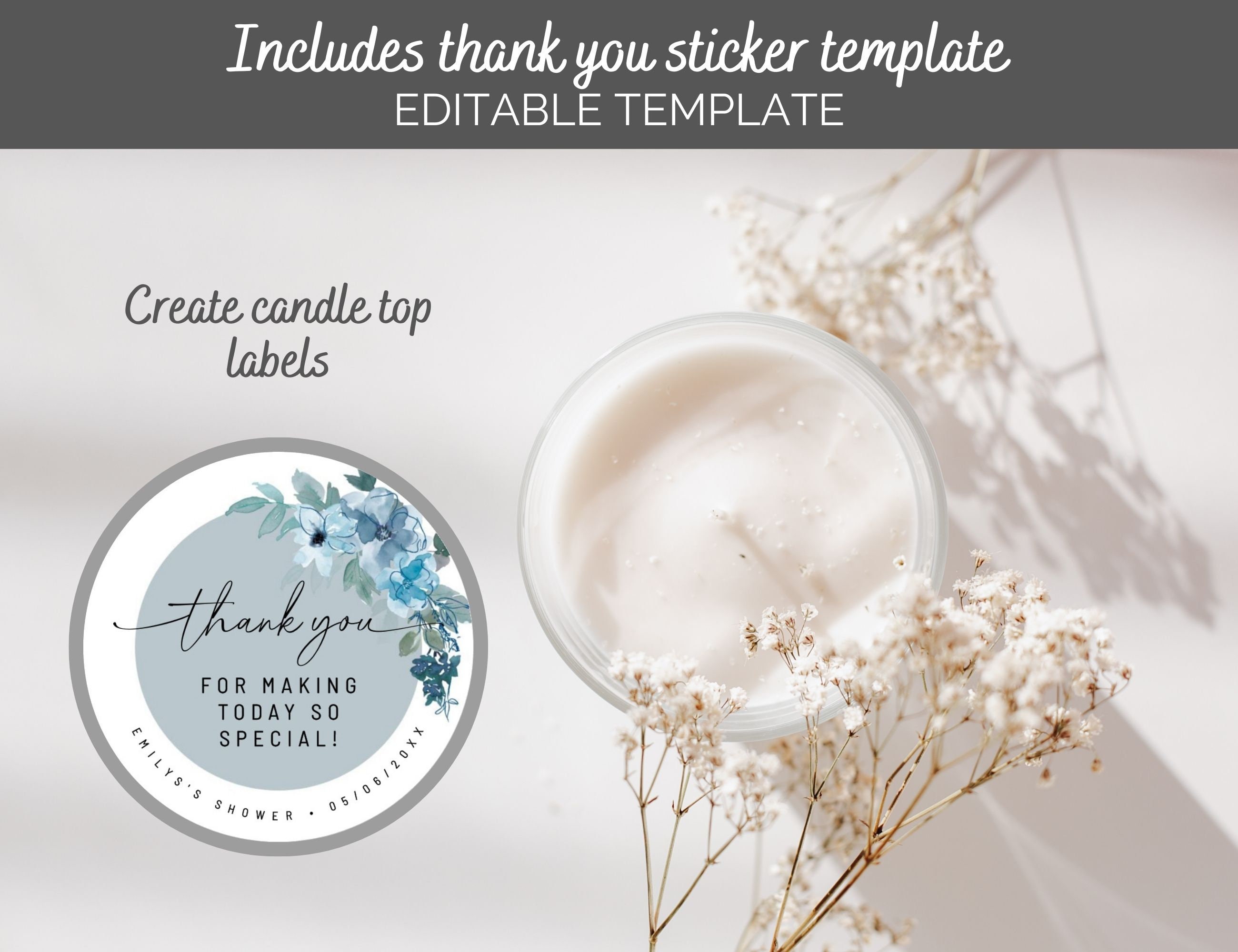 Thank You Sticker Favor Template and Cupcake Toppers Printable Bridal ...