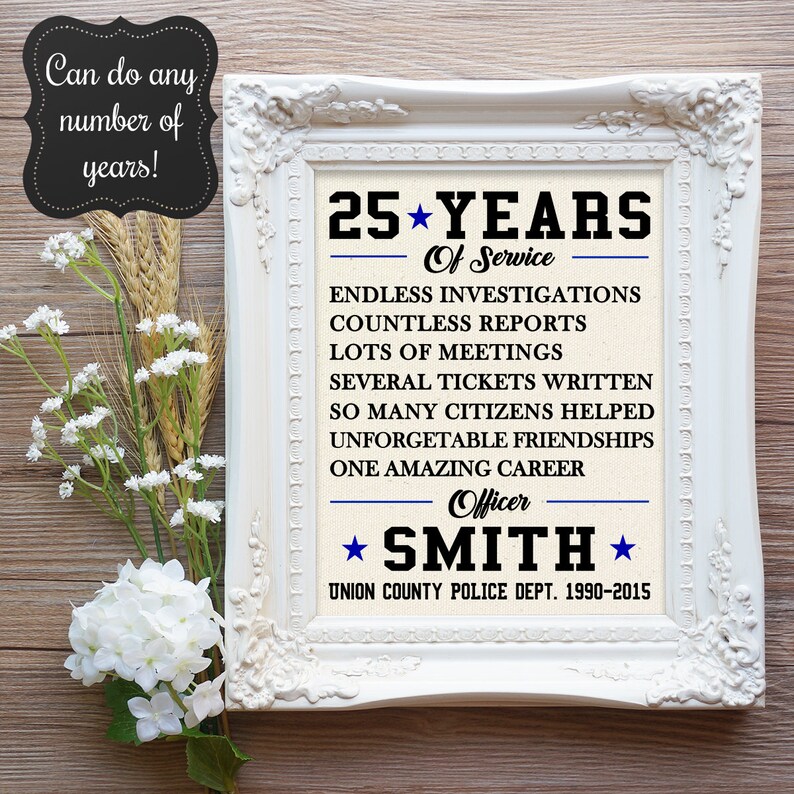 Police Retirement Gift Years of Service Police Officer Gift - Etsy