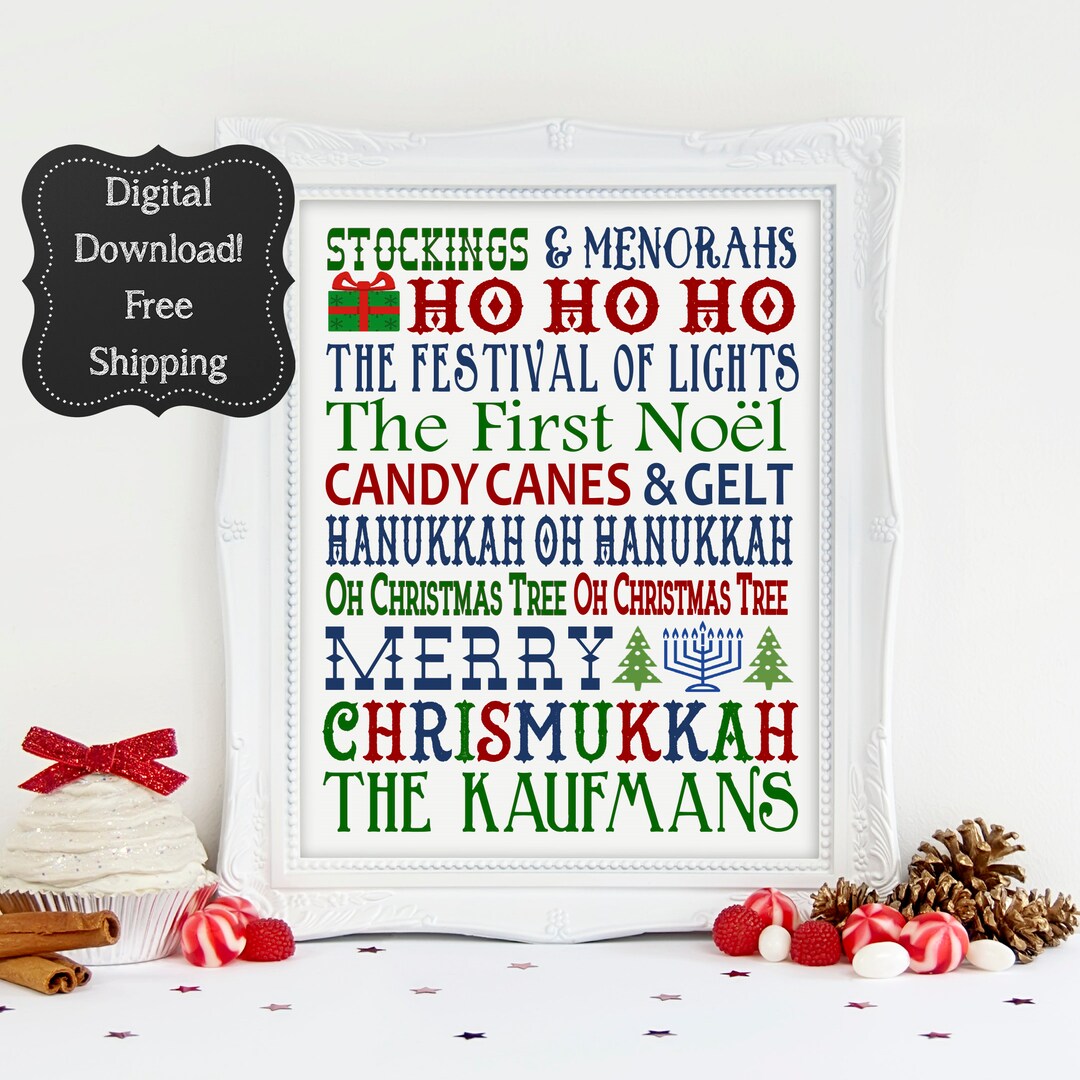 Chrismukkah Digital Download, Chrismukkah Printable, Hanukkah Printable ...