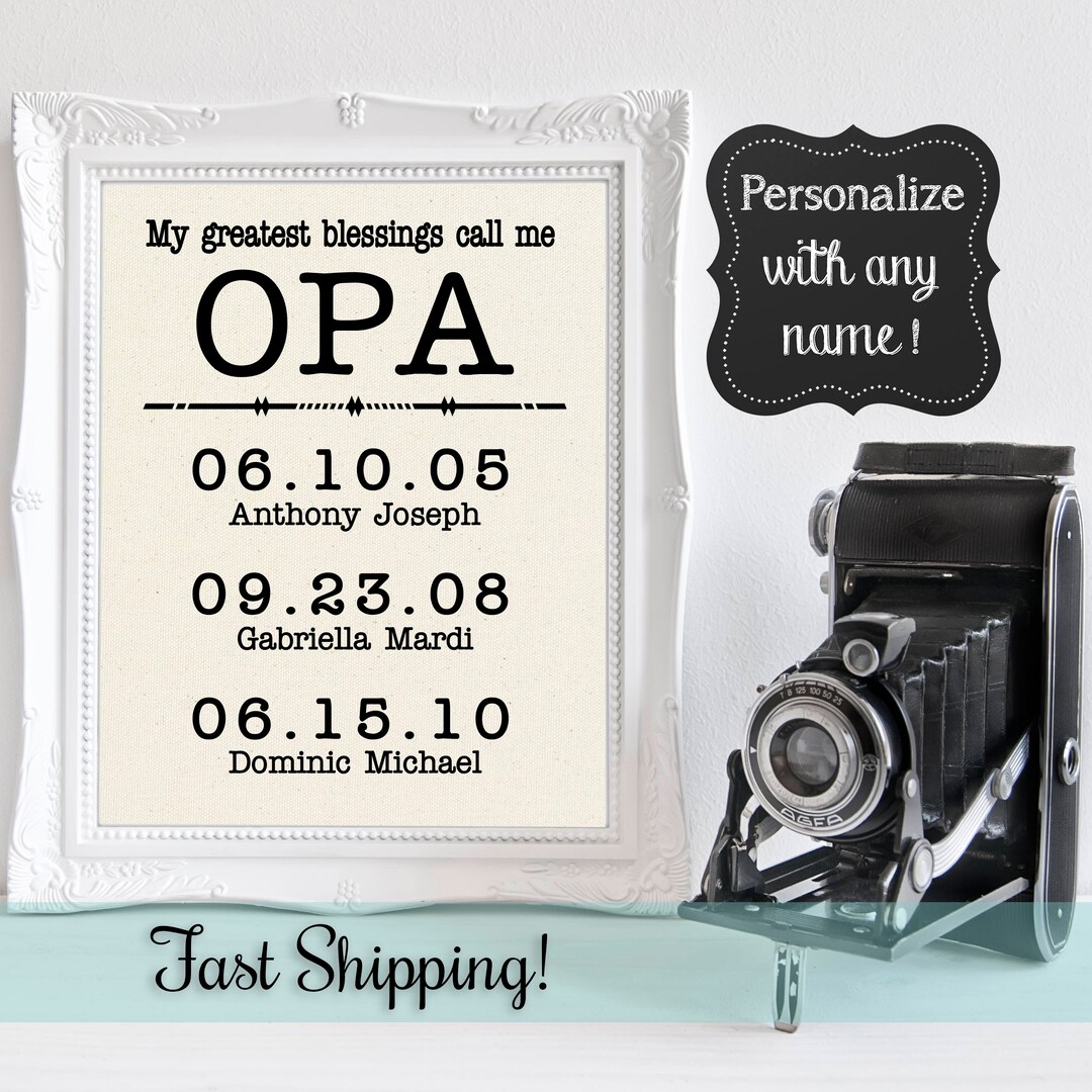 Opa Christmas Gift, Grandpa Fathers Day Gift, My Greatest Blessings ...