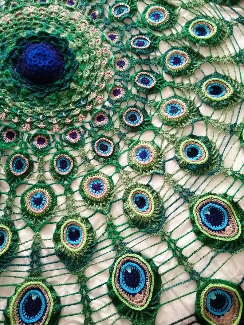 Peacock Mandala Throw Crochet Pattern - Etsy