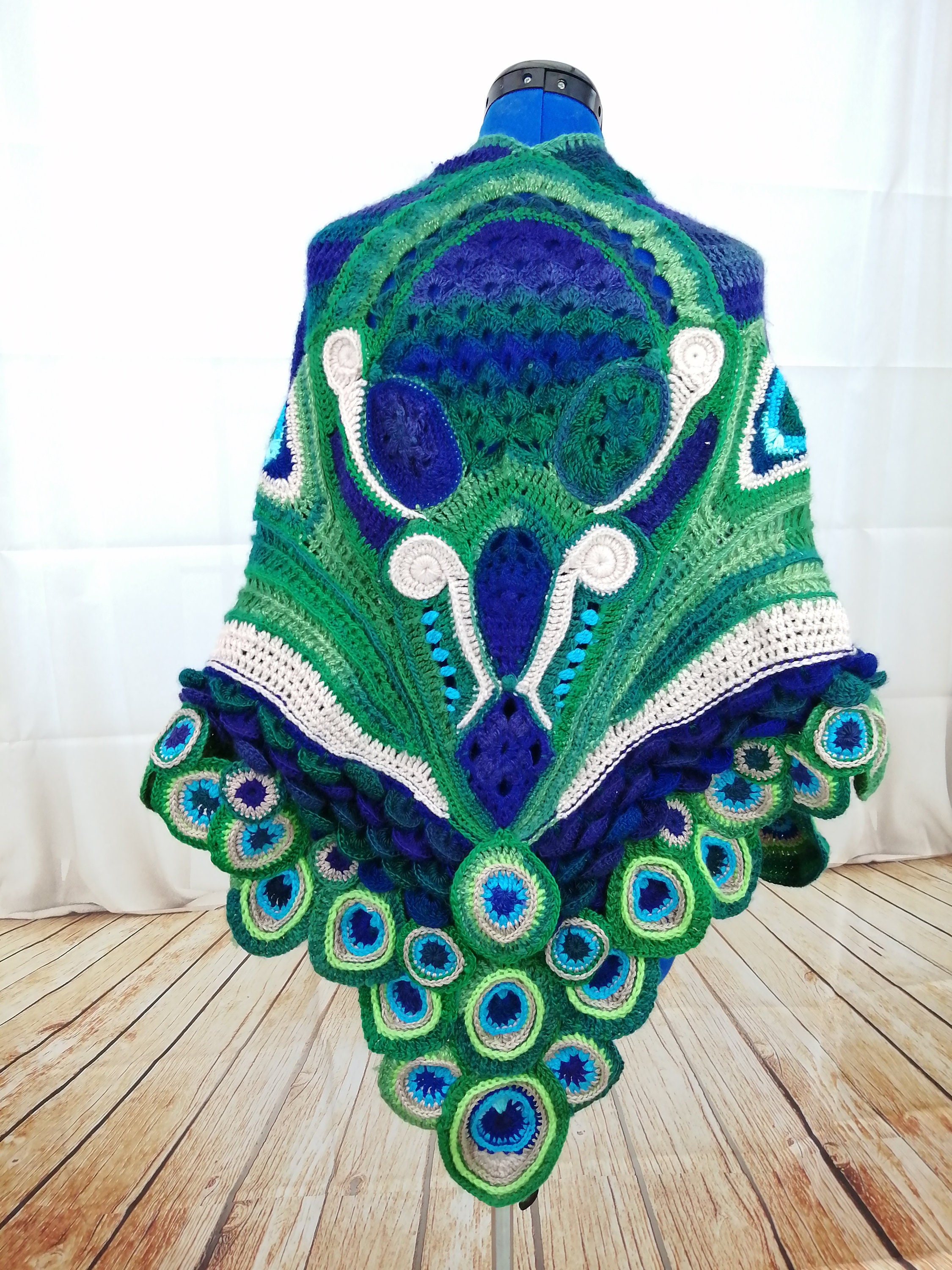 Peacock Feather Shawl Crochet Pattern Digital PDF Download - Etsy