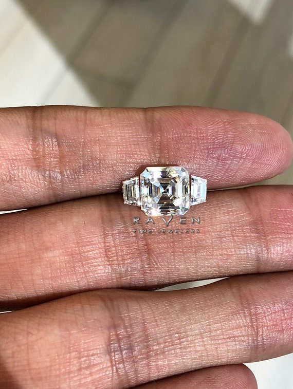 3 Carat Asscher Cut Diamond Engagement Rings