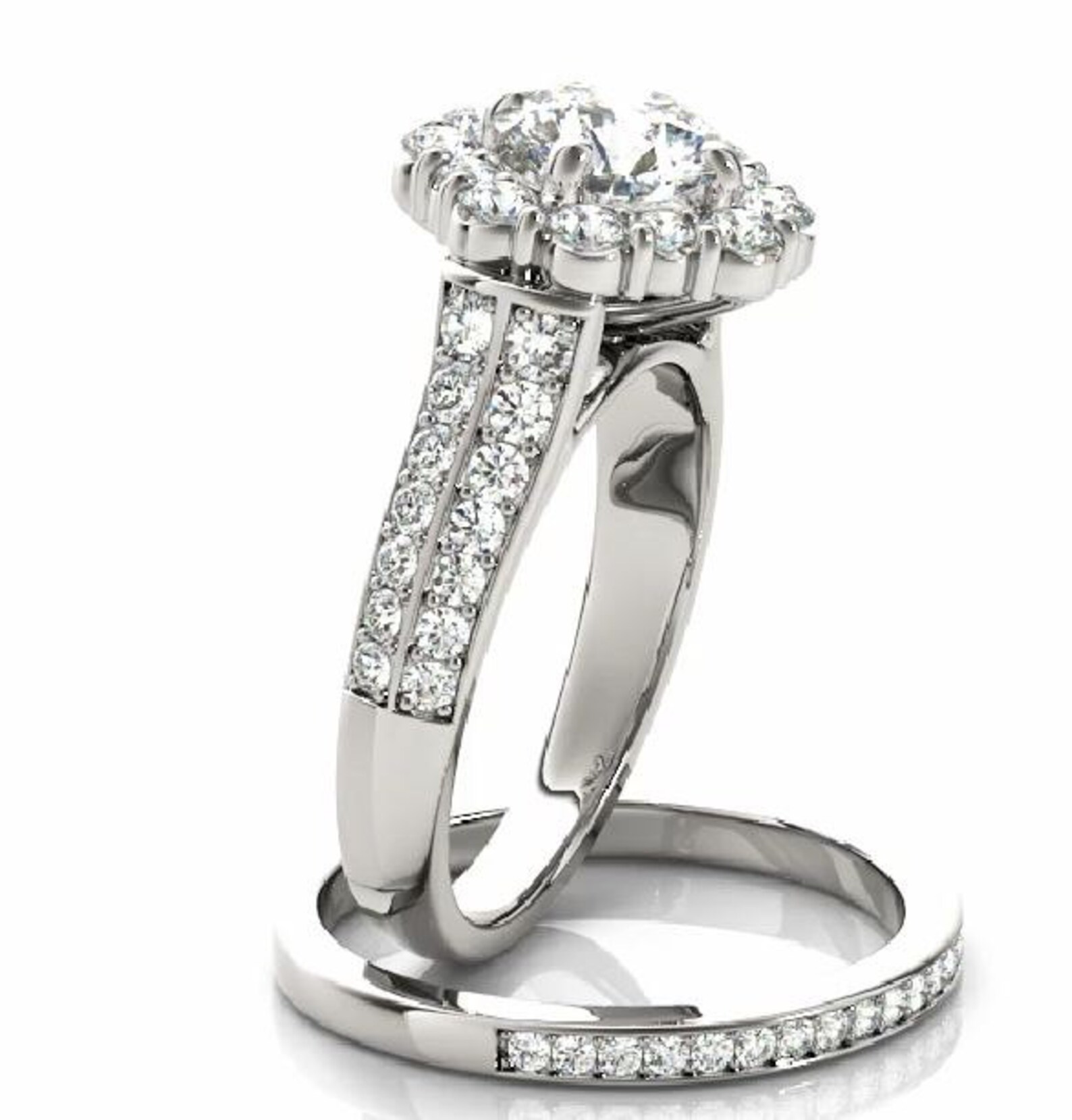 1.75 Carat Diamond Lotus Flower Engagement Ring 14k 18k or | Etsy