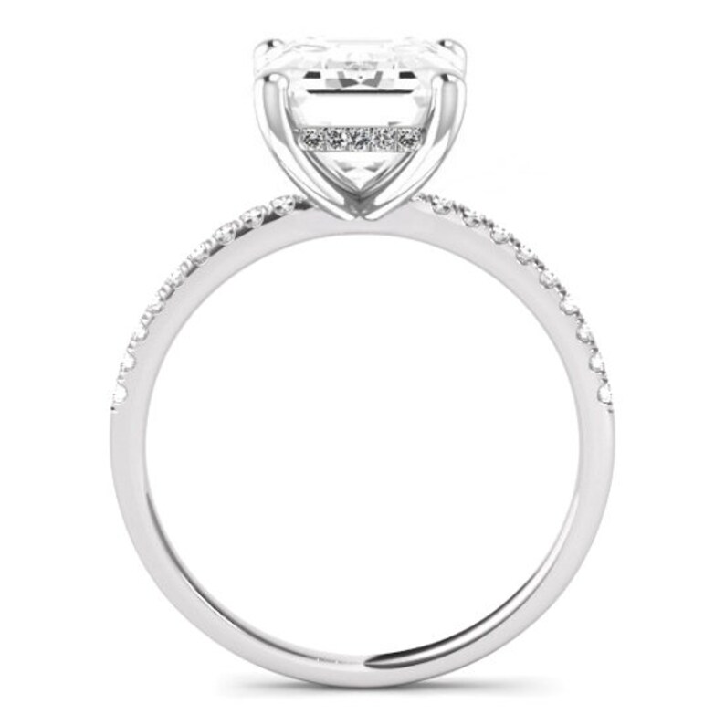 3 30 Carat Emerald Cut Moissanite And Diamond Hidden Halo Etsy