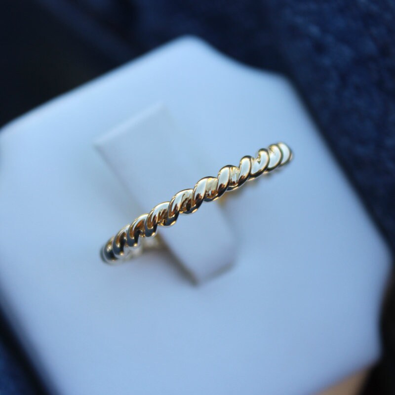 2.7mm Rope Twist Band Solid 14k Yellow Gold Stackable Bands - Etsy