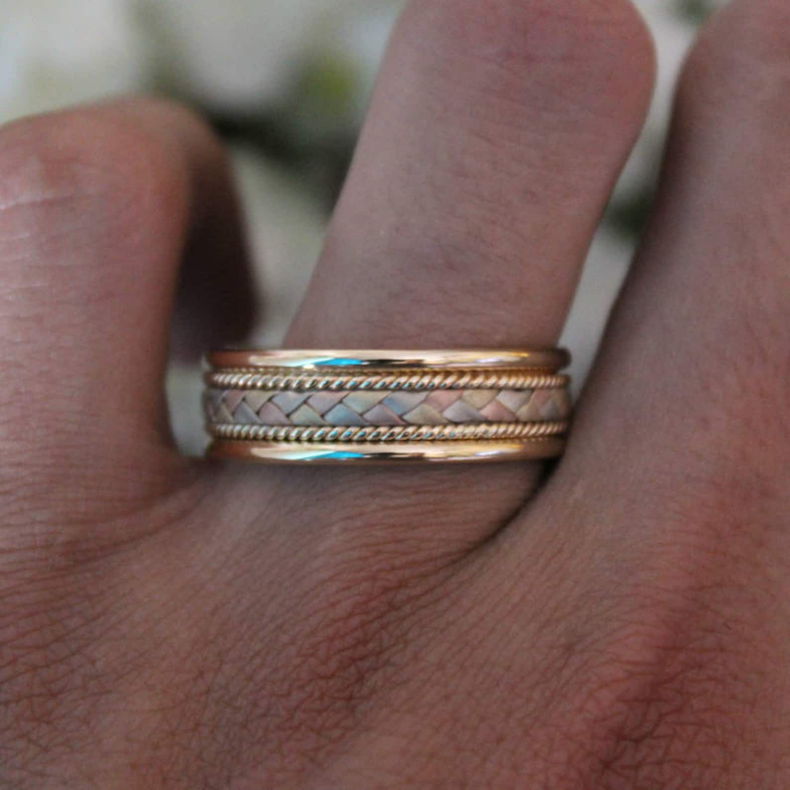 Wedding Band 14k Tri Color Gold 14k Yellow Gold 14k White | Etsy