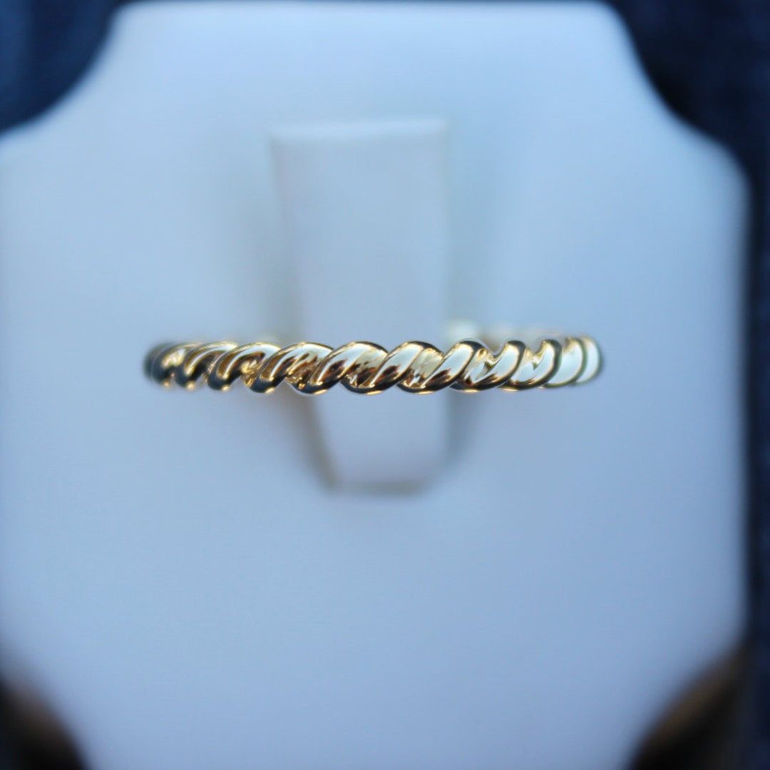 2.7mm Rope Twist Band Solid 14k Yellow Gold, Stackable Bands, Stacking ...