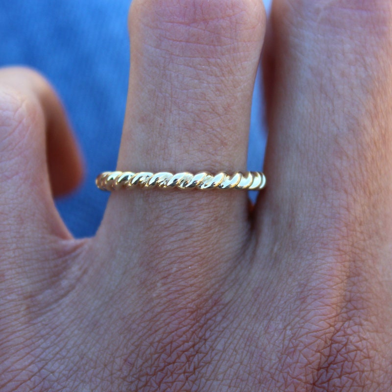 2.7mm Rope Twist Band Solid 14k Yellow Gold Stackable Bands - Etsy