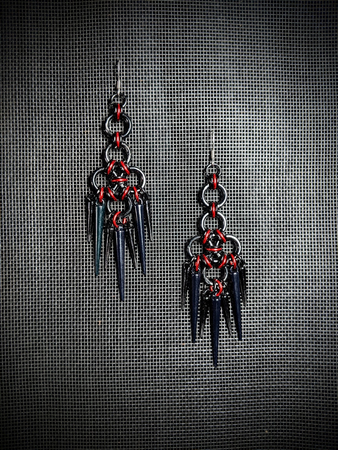 Seven Stakes Earrings Anodized Aluminum Chainmaille Jewelry - Etsy