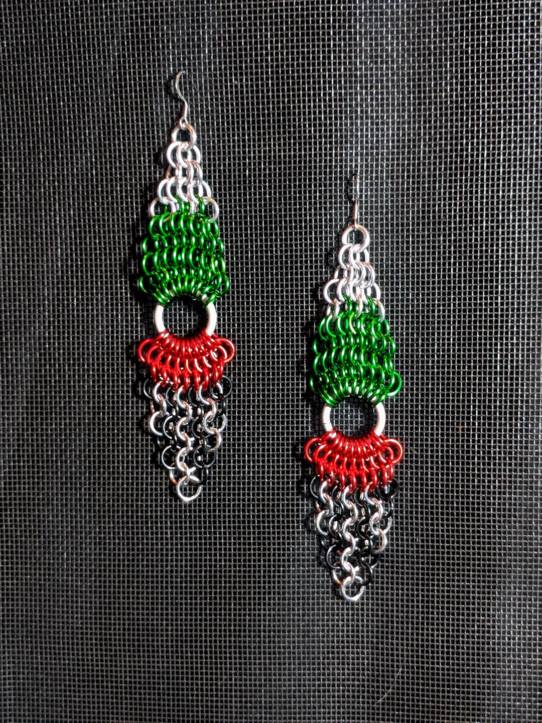 Dual Spires Earrings - Anodized Aluminum Chainmaille Jewelry - Etsy