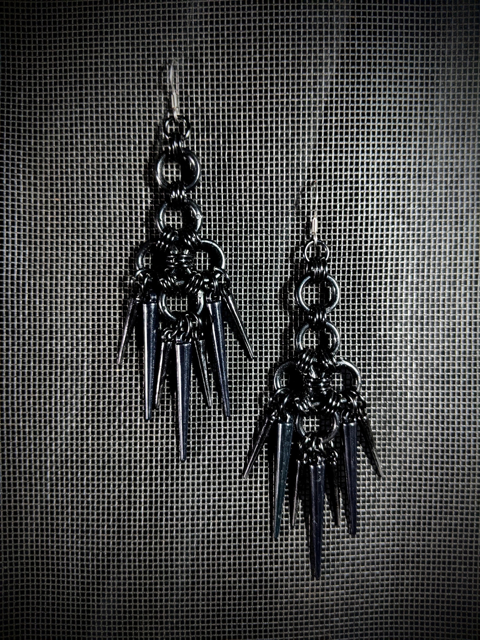 Seven Stakes Earrings - Anodized Aluminum Chainmaille Jewelry - Etsy