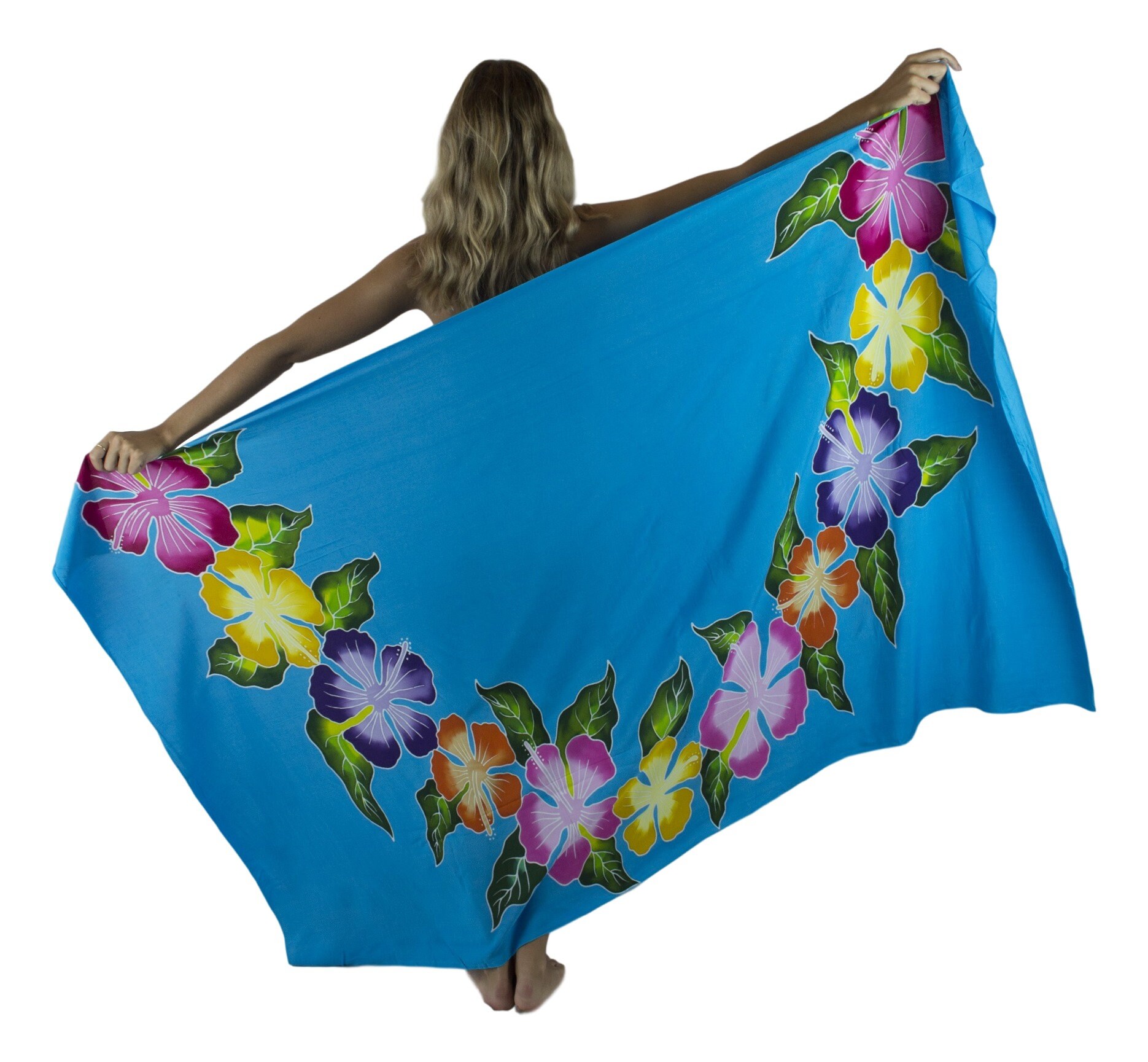 Island Style Full-sized Sarong Hand Painted Hibiscus Lei Full Sarong - Etsy
