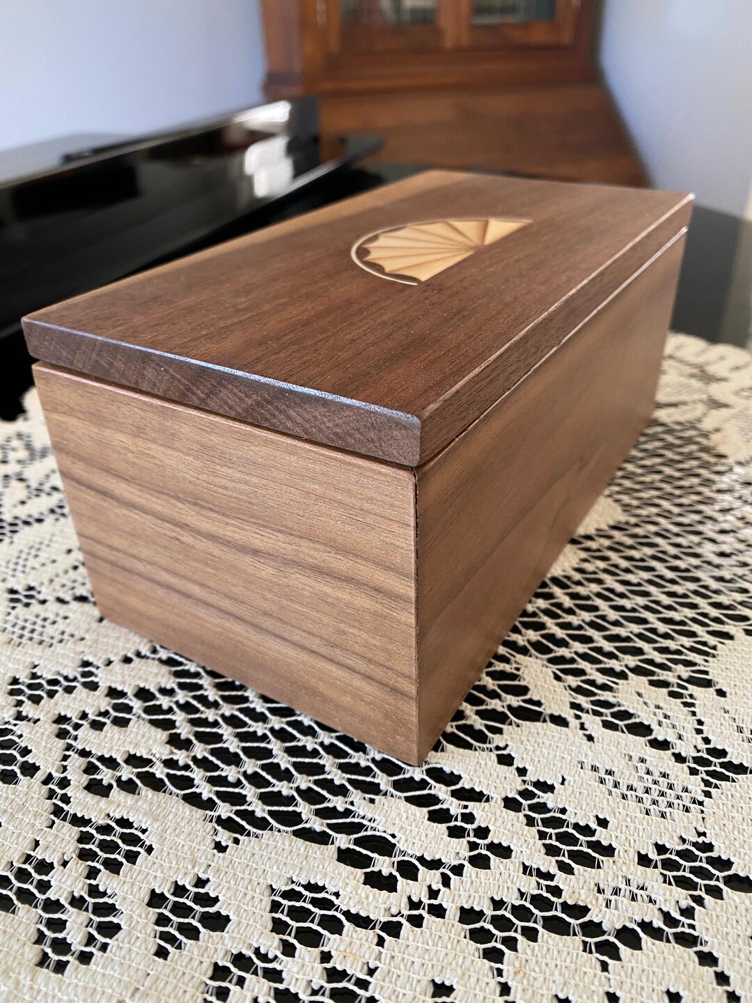 Walnut and Fan Inlay Keepsake Box - Etsy