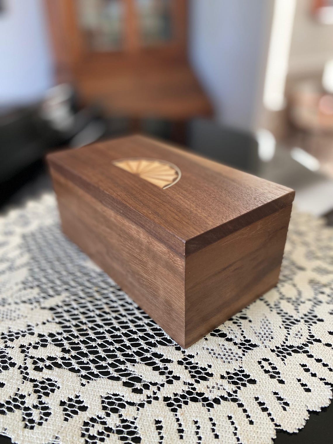 Walnut and Fan Inlay Keepsake Box - Etsy