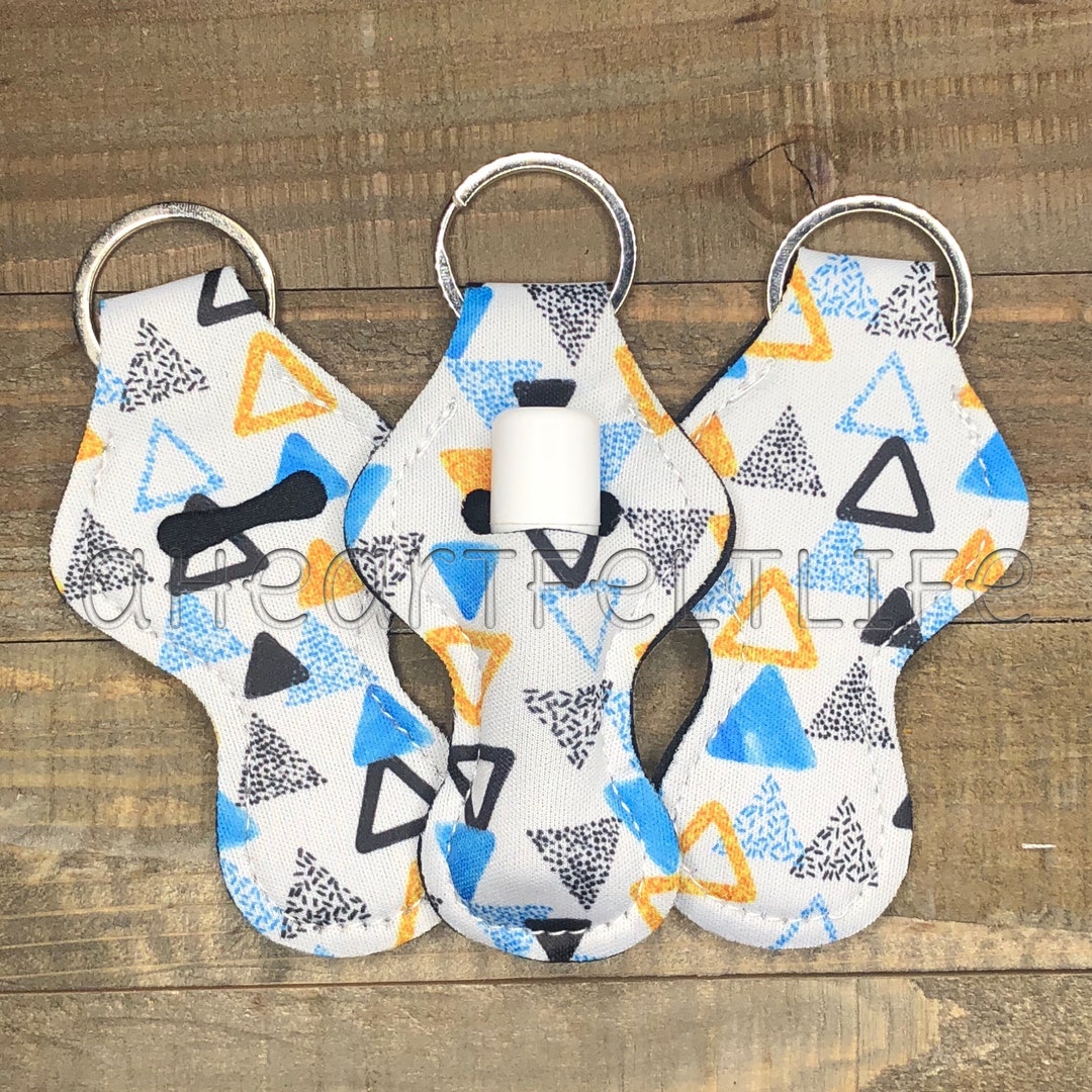 Blue & Gold Abstract Chapstick Holder Chapstick Keychain Lip Balm ...