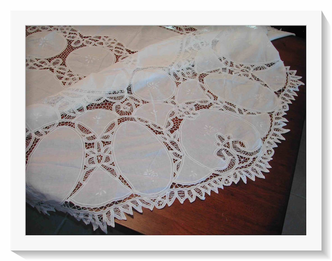 Battenburg Lace Oval Tablecloth Approx. 64 X 94" - Etsy
