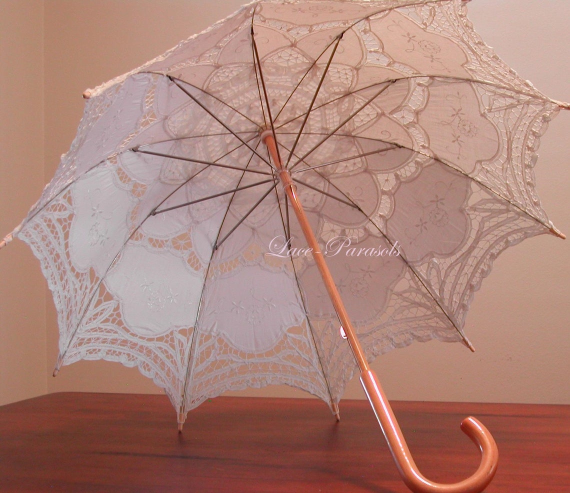 Lace Floral Bridal Parasol White Battenburg Lace Parasol Photo - Etsy