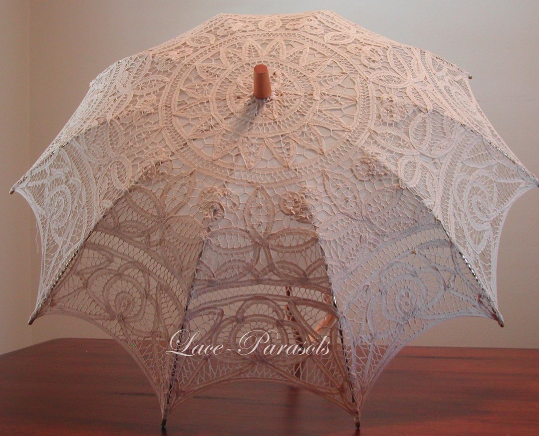 Outdoor Wedding Lace Parasol - Straight Handle / Battenburg Lace ...