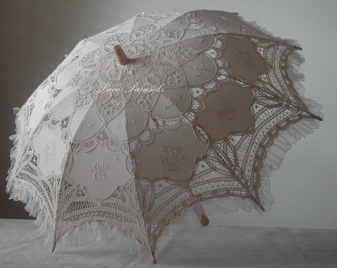 Ecru Lace Parasol W/organza Lace - Etsy