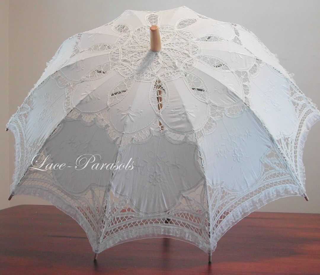 White Lace Parasol - Wedding, Bridal Shower, Quinceanera, Prom, Coctail ...