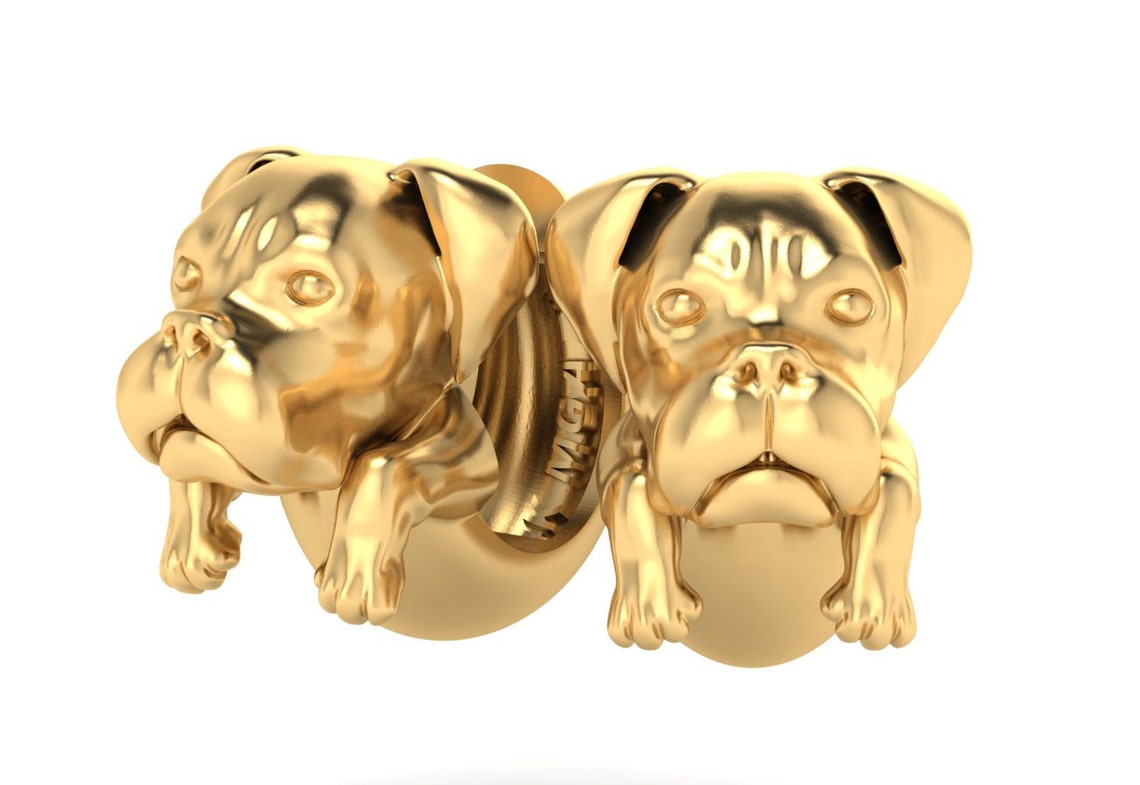 Boxer Dog 14k Yellow Gold Huggie Hoop Earrings - Etsy