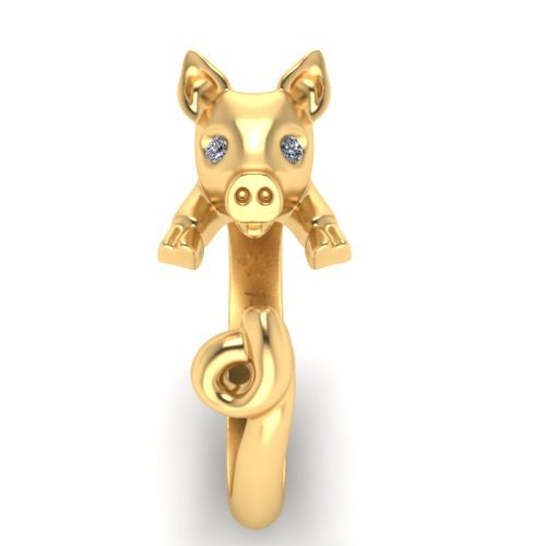 14k Gold Piglet Ring - Etsy
