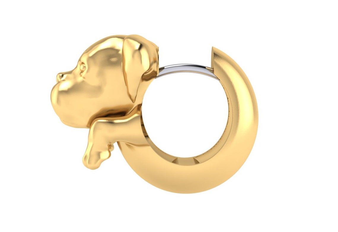Boxer Dog 14k Yellow Gold Huggie Hoop Earrings - Etsy