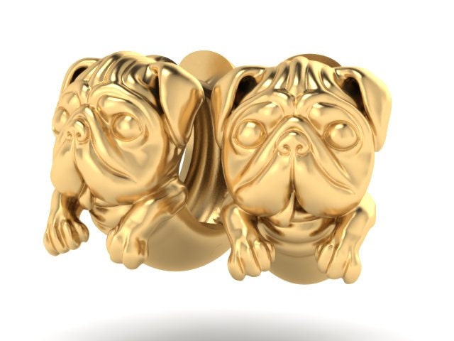 Pug Earrings 14k Gold ear Huggies - Etsy