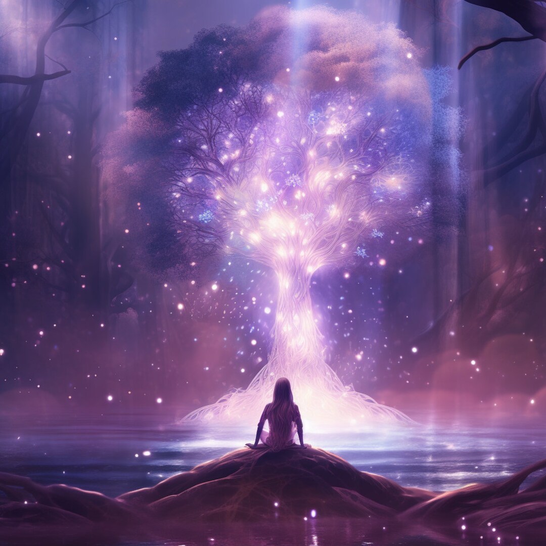 Tree of Wisdom Fantasy Digital Image Background Fairy Ethereal Forest ...
