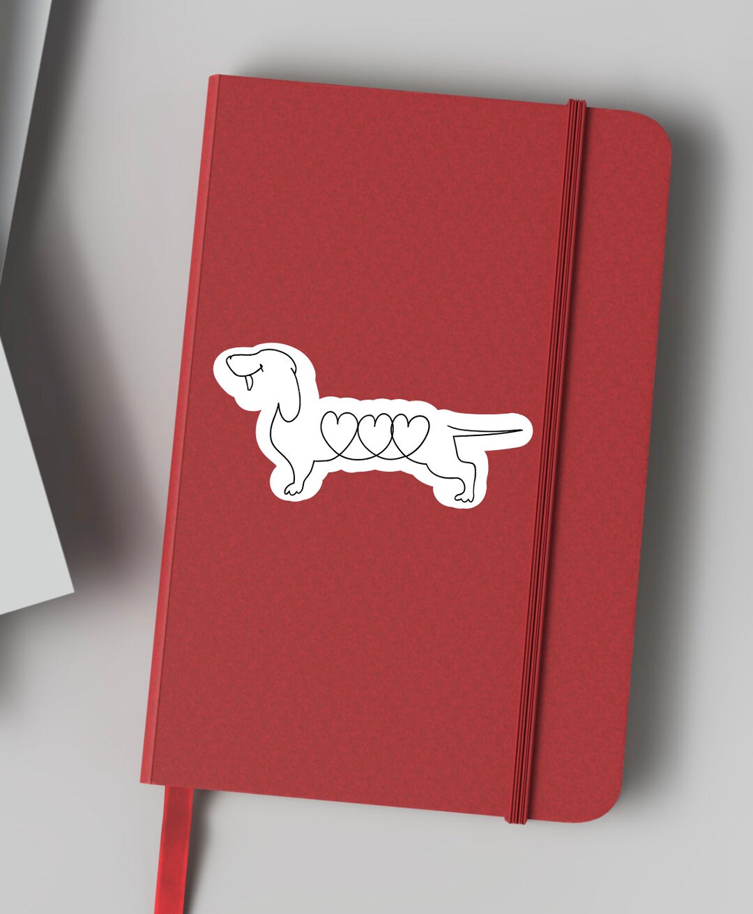 Weiner Dog With Hearts Sticker / Dachshund Outline Sticker / Weiner Dog ...