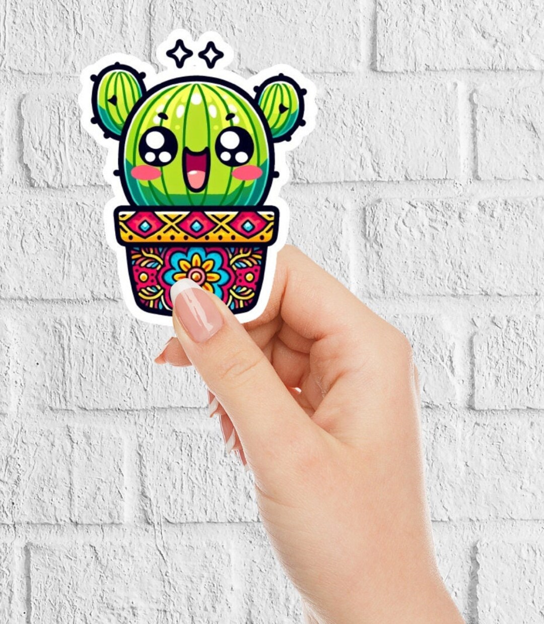 Kawaii Sticker / Kawaii Cactus Sticker / Cute Cactus Sticker / Cactus ...