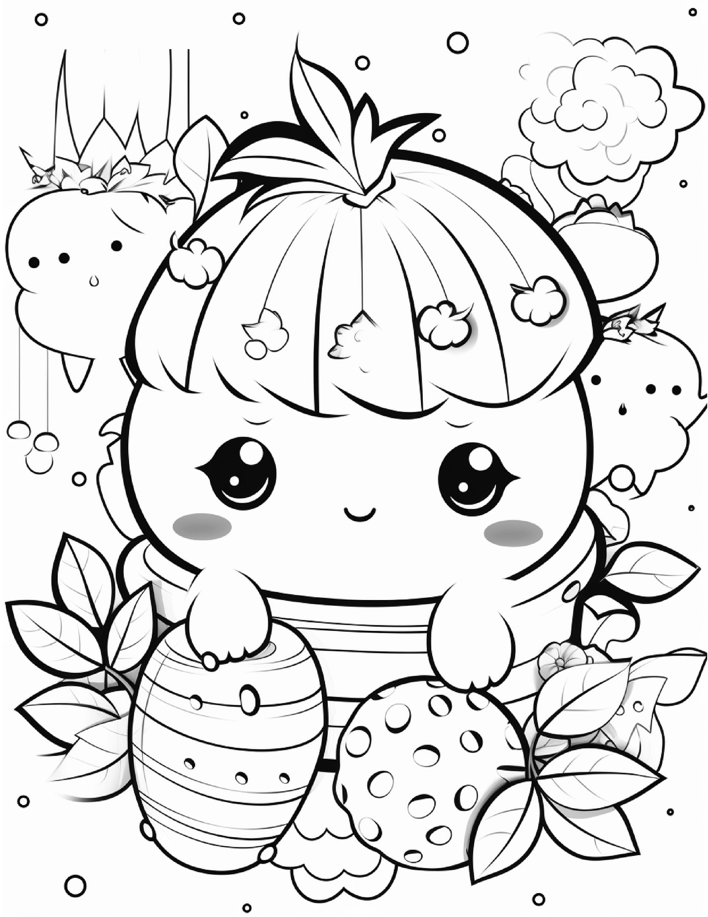 Cute Kawaii Coloring Pages for Kids - Etsy