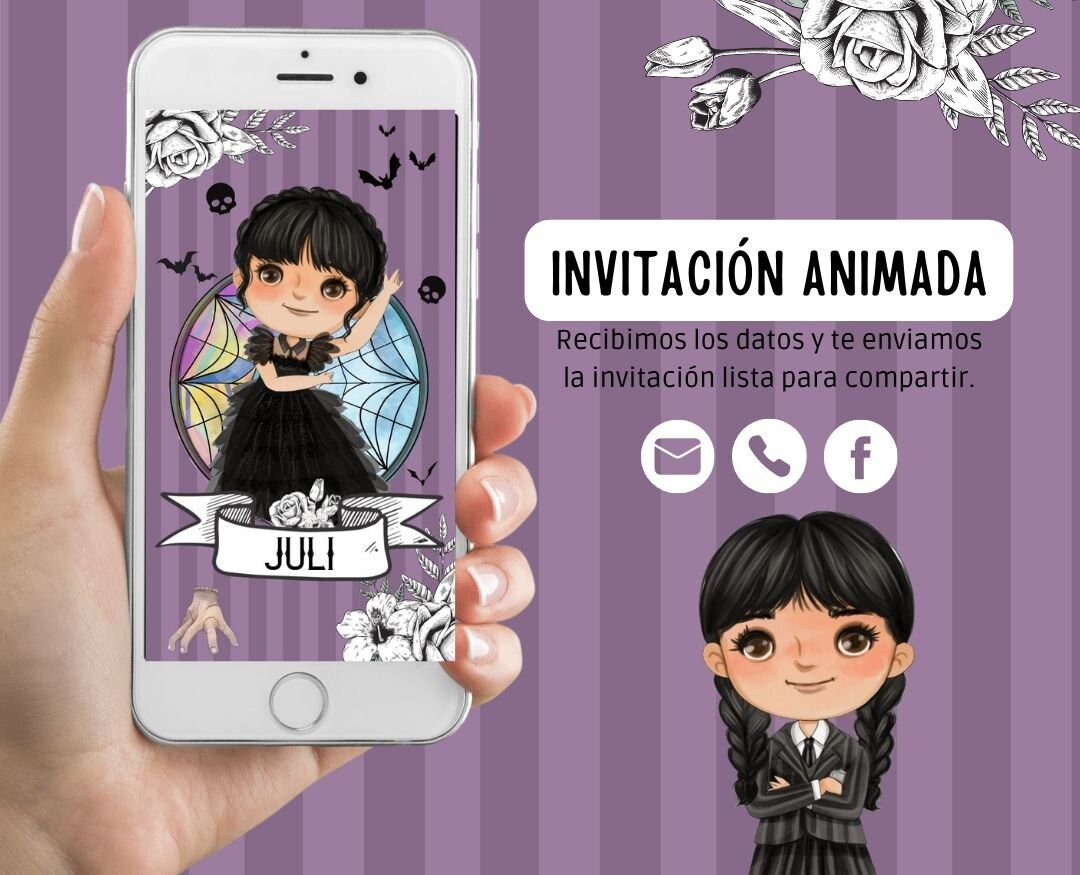 Invitacion Digital Merlina Addams Locos Addams Fiesta Temática - Etsy ...