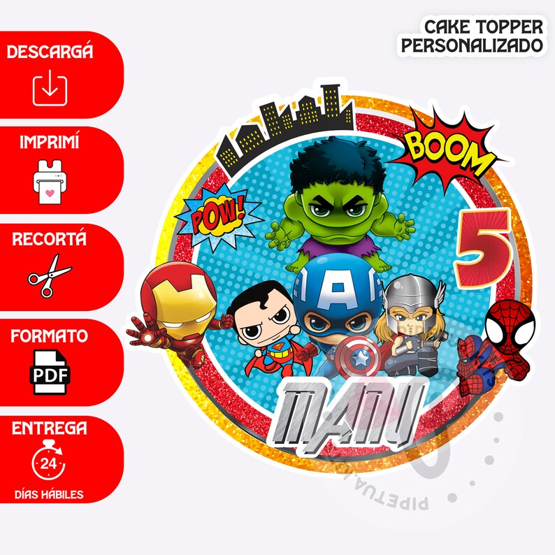 Topper Imprimible Digital Superheroes Ironman Superman - Etsy Australia