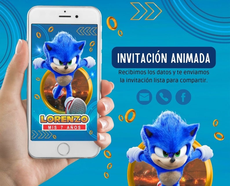 Invitacion Digital Sonic Cumpleaños Temático Sonic Fiesta Invitacion ...