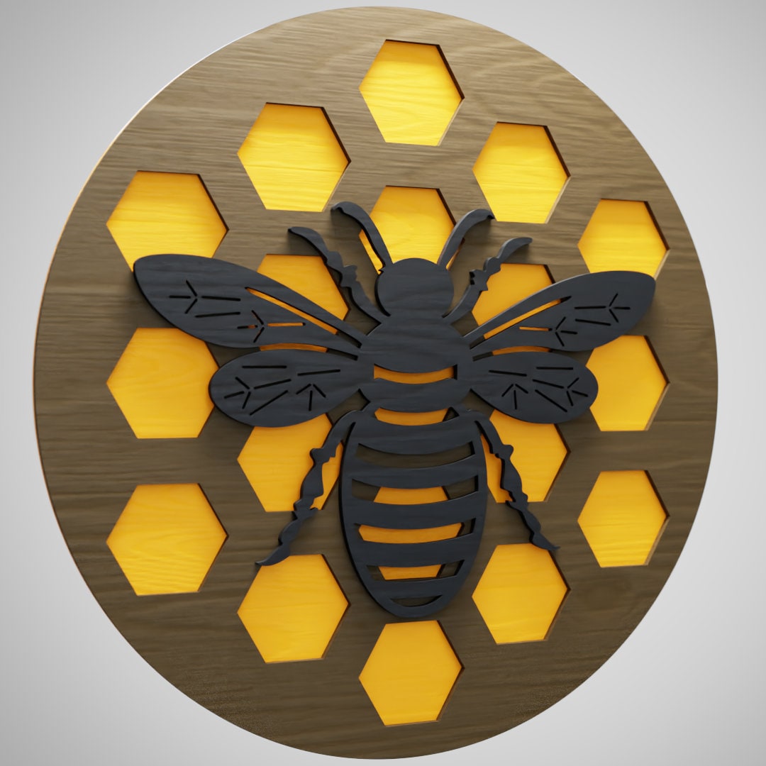 Bee Honeycomb Sign Glowforge Laser Cut Project SVG File - Etsy