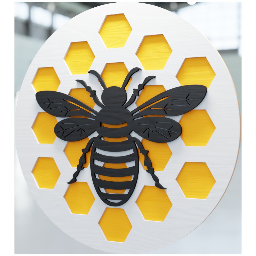 Bee Honeycomb Sign Glowforge Laser Cut Project SVG File - Etsy