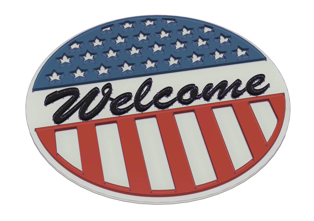 USA Flag Welcome Sign Glowforge Laser Project SVG File - Etsy