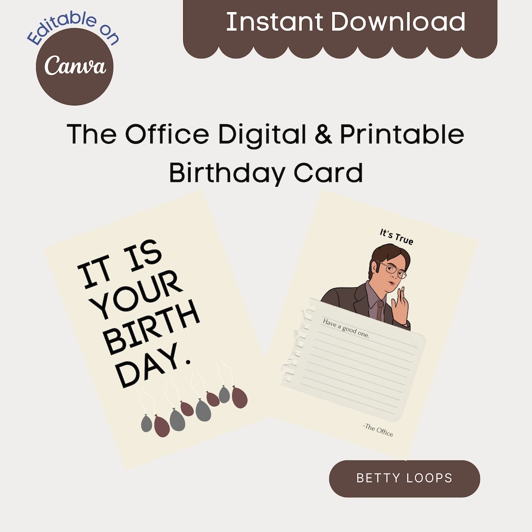 The Office Digital and Printable Birthday Card Template - Etsy