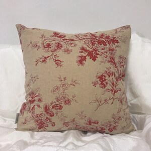 Modern Vintage Red Floral Pattern Pattern Cushion Cover With Natural ...