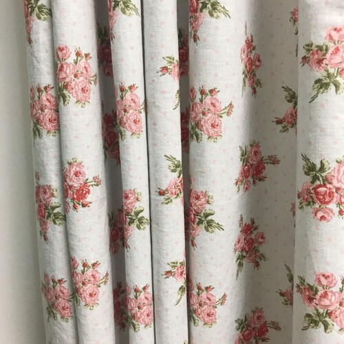 Modern Vintage Pink Large Floral Pattern Washed Linen Cotton - Etsy