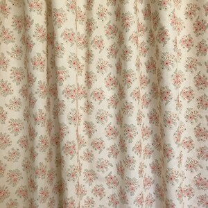 Modern Vintage Salmon Pink Floral Print Washed Linen Cotton Curtain ...