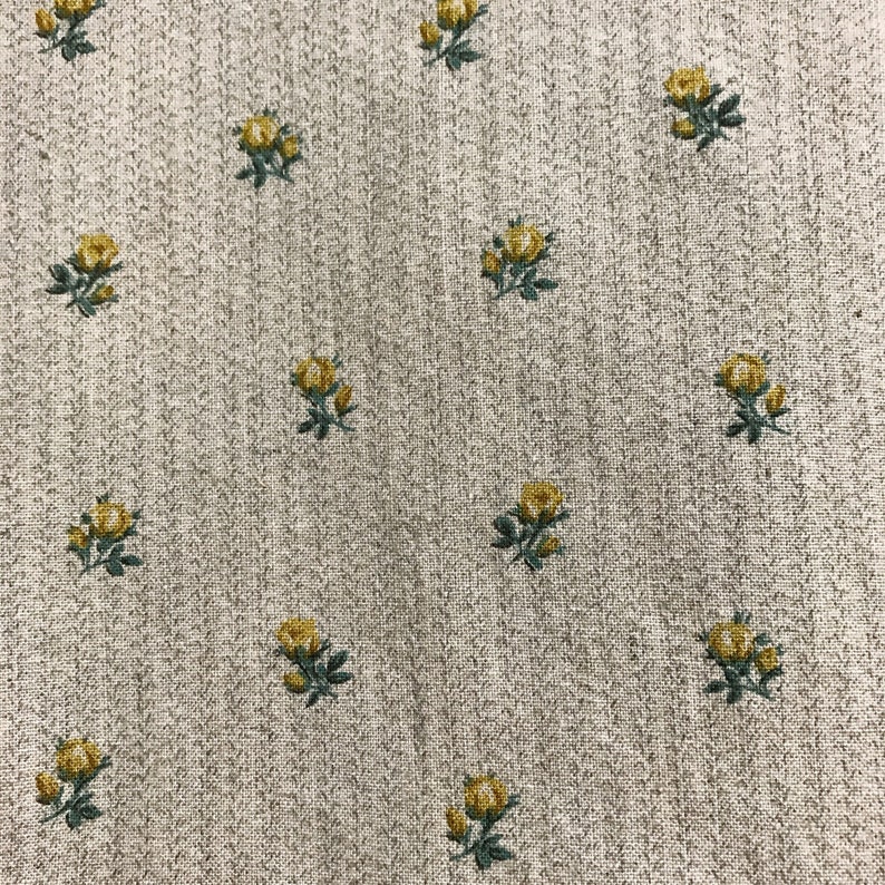 Modern Vintage Yellow Small Floral Pattern Washed Linen Cotton - Etsy