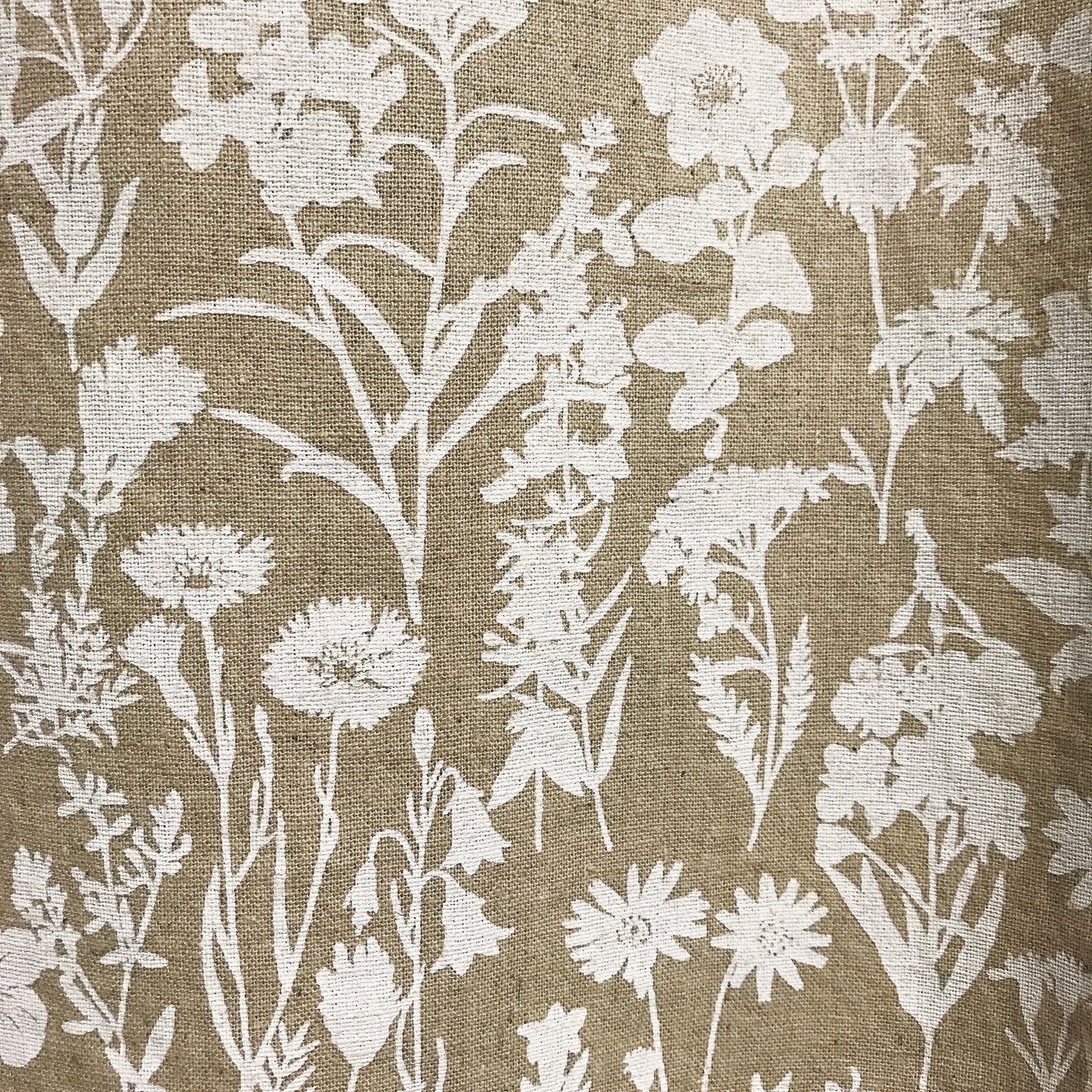 White Floral Pattern Washed Linen Cotton Curtain Natural Beige - Etsy